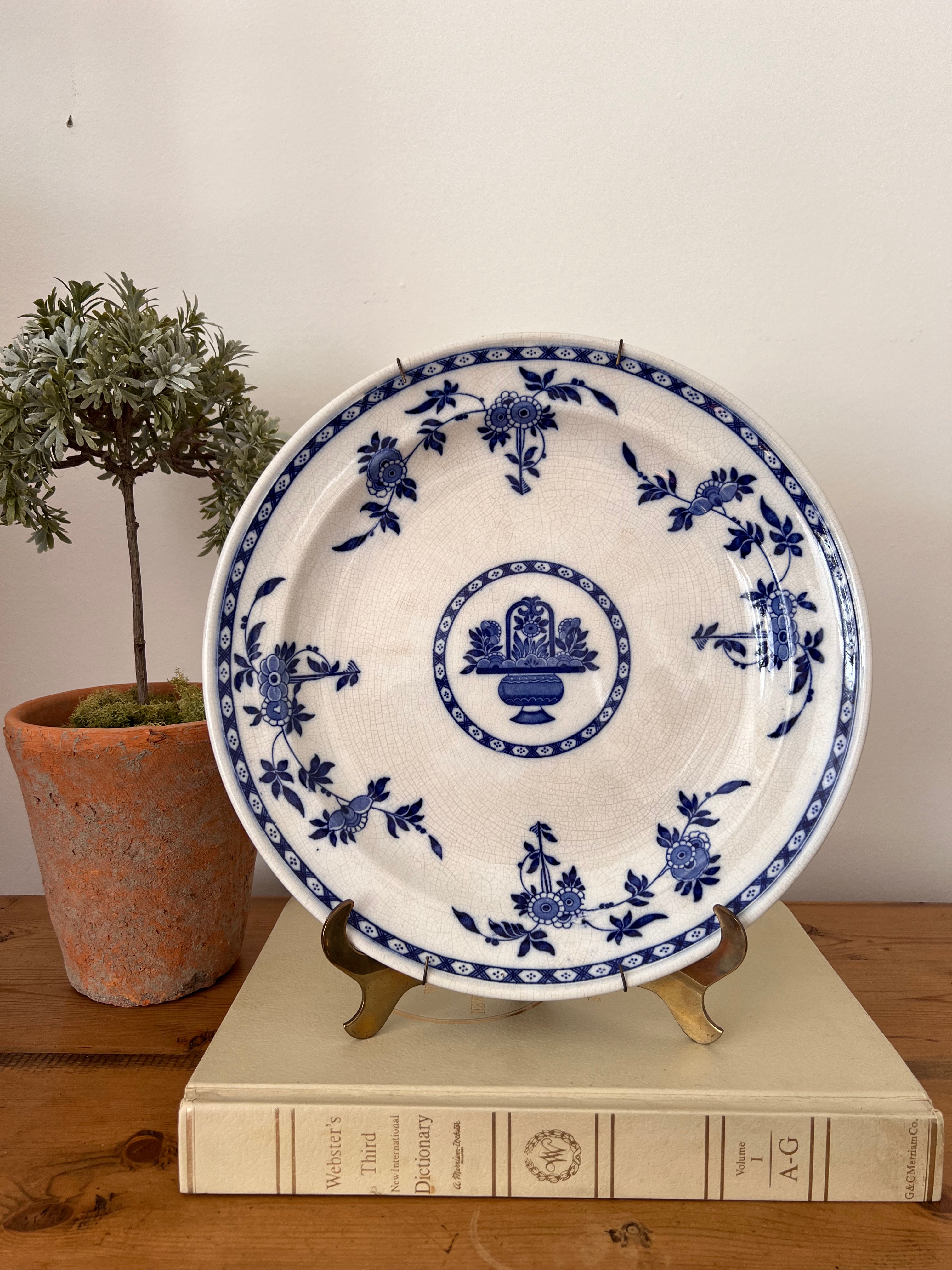 Antique Minton Delft Large Round Serving Platter | 12.75” (wall bracke ...